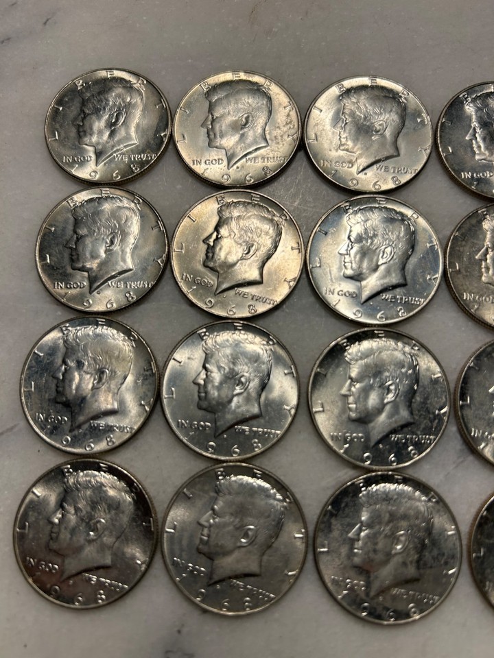 20 Kennedy 1968 D Half Dollars 40% Silver Very Good Condition # 21 | eBay
