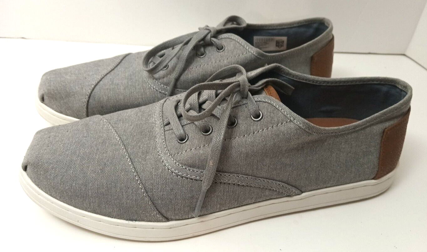 Toms Shoes Womens 9 Gray Fabric Comfy Tie Sneakers Lightweight Lace Up ...