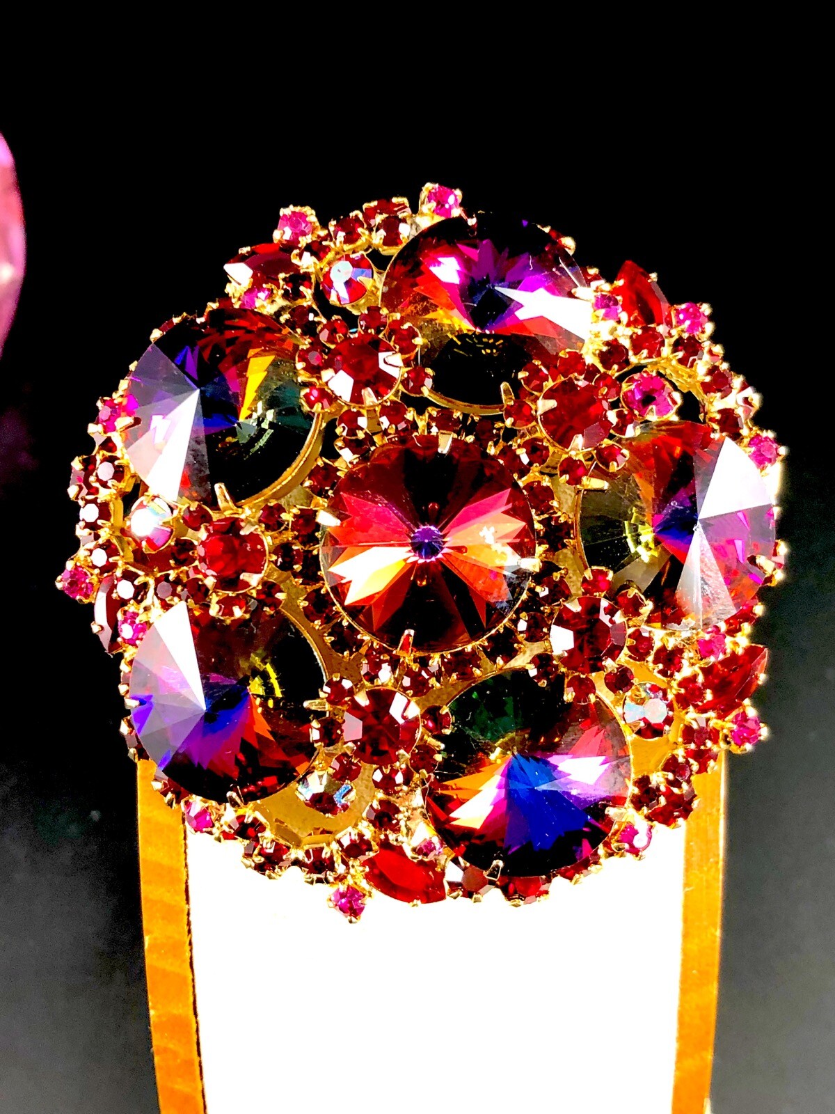 VERIFIED 1966 JULIANA D&E VOLCANO RED RIVOLI RUBY AB RHINESTONE ...