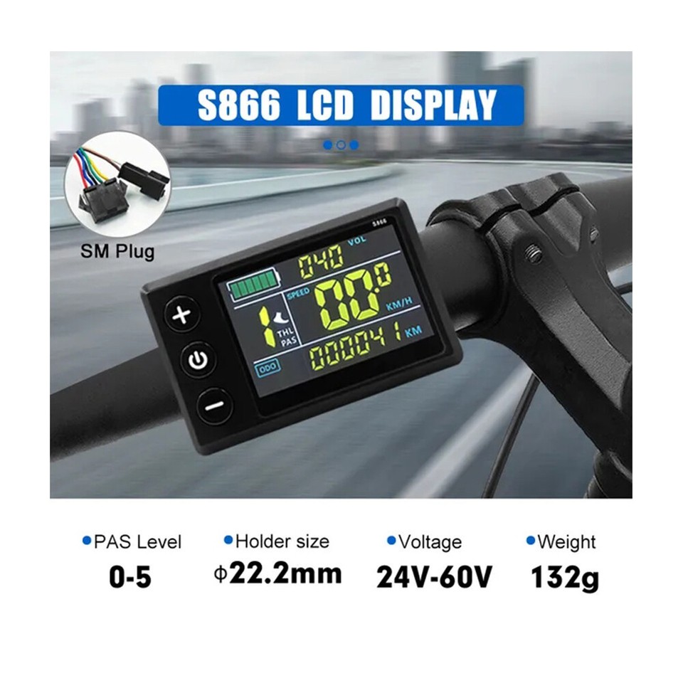 24V 36V 48V Electric Bike LCD Display With SM plug/WP plug E-Bike ...