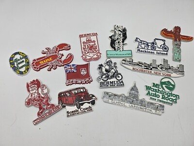 Lot of 13 Vtg Fridge SOUVENIR MAGNETS Travel Destinations Rubber ...