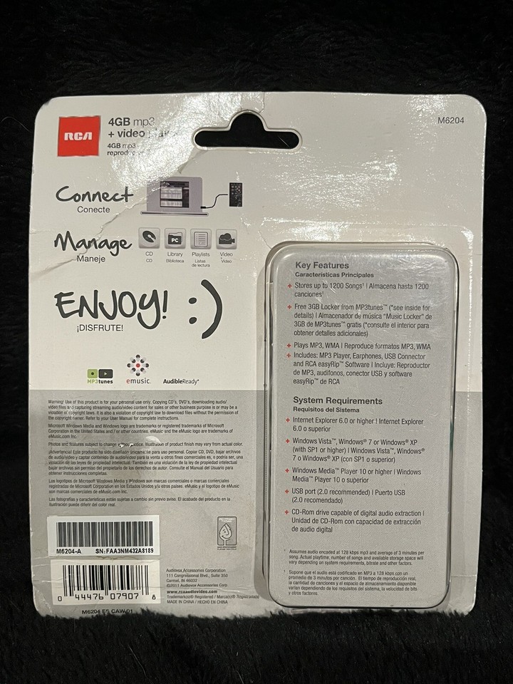 RCA 4GB mp3 + Music & Video Player 2.0" Display M6204 New Sealed | eBay