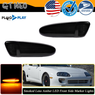 Smoked Amber LED Front Bumper Side Marker Lights For 1997-1998 Toyota ...