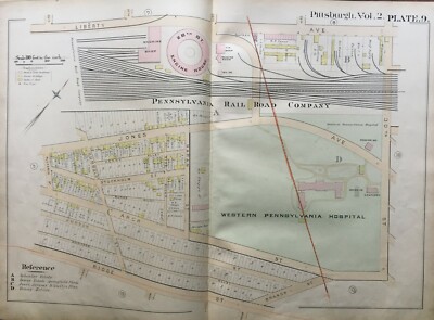 1889 BLOOMFIELD PITTSBURGH WESTERN PENNSYLVANIA HOSPITAL ATLAS MAP | eBay