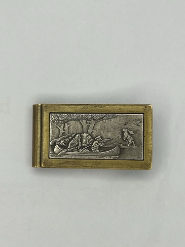 VTG Mens Money Clip High Relief Moose Elk Hunting Native American Canoe ...