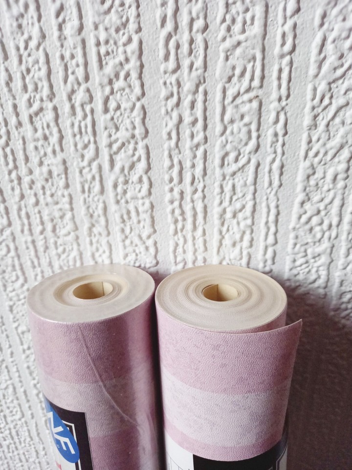 X2 80s Vintage VENILIA Wallpaper Rolls Mottled stripe 90s Dusky Pink ...