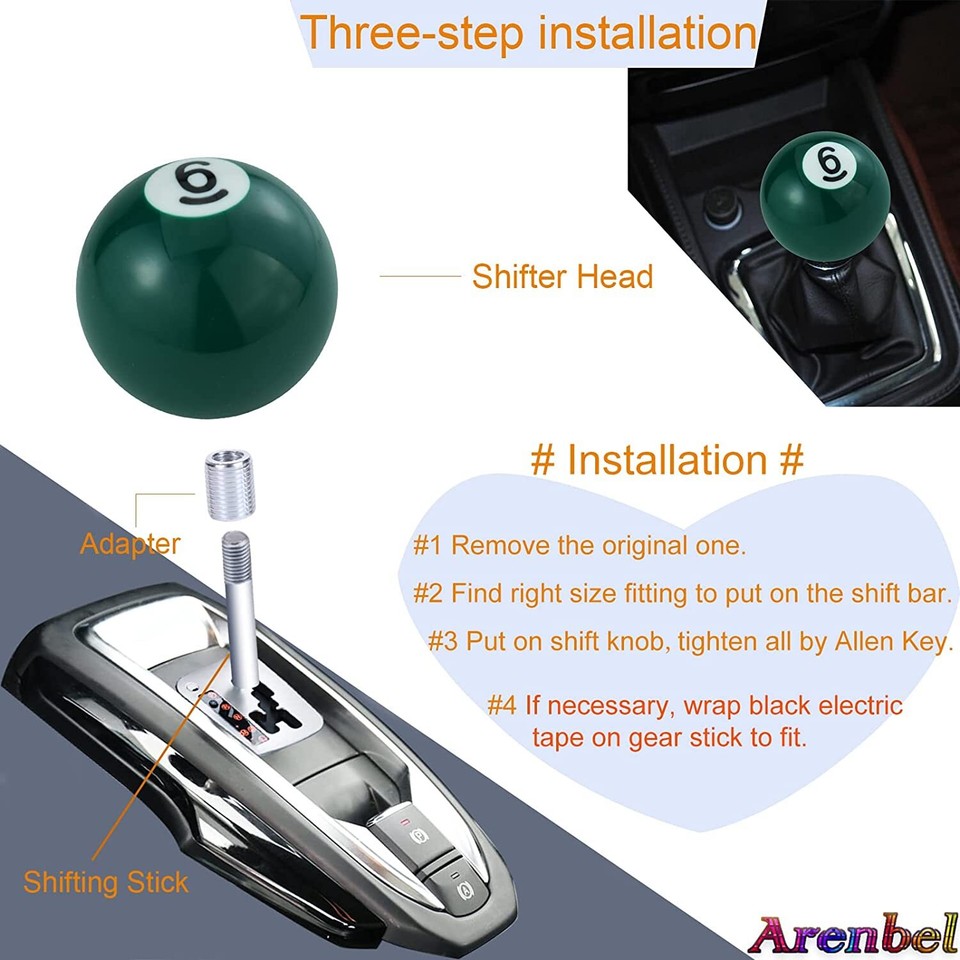 Pool Ball Billiard Stick Shift Knob Universal Gear Shifter Knobs ...