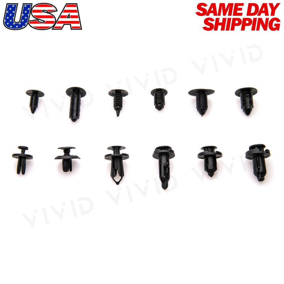 192pc Plastic Rivets Fastener Fender Bumper Push Clips with Tool for ...