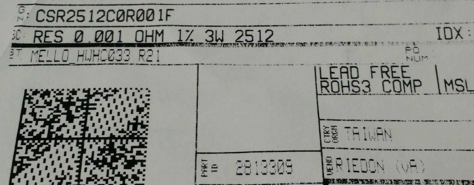 (5 PCS) CSR2512C0R001F RIEDON RES 0.001 OHM 1% 3W 2512 ROHS | eBay