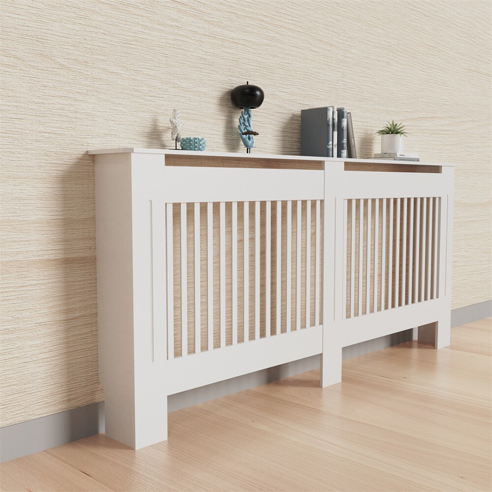 Modern Slatted Radiator Cover Heating Cabinet Solid Mdf White Extra ...