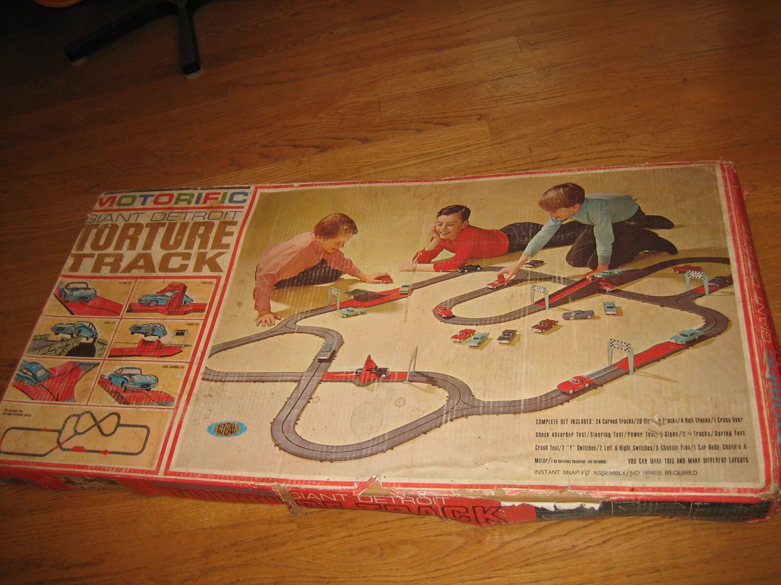 vintage 1965 Ideal Motorific GIANT DETROIT TORTURE slot car race SET ...
