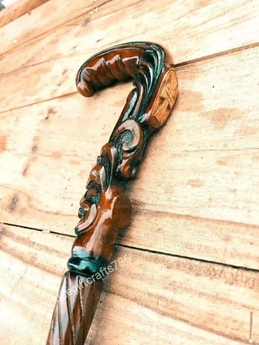 Hand Carved Christen Cross Handle Wooden Walking Stick Handmade ...
