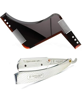 Gentleman Razor Stainless Steel With Beard Shaper Tool Barber Men Razor ...