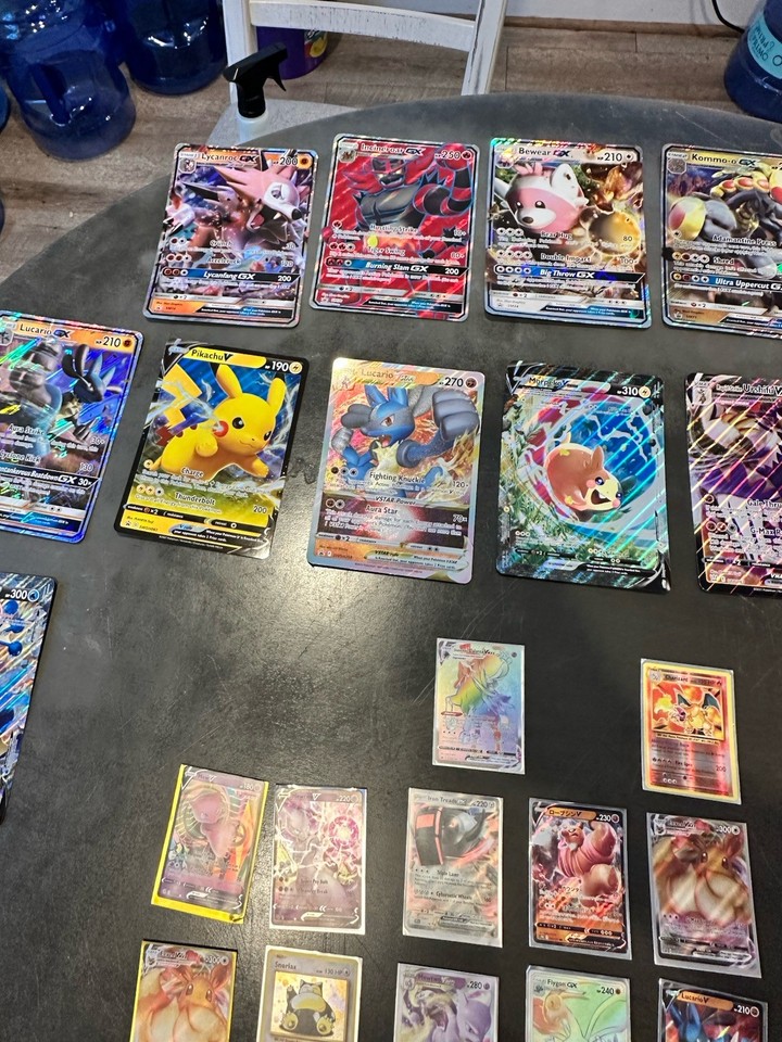 Pokémon GX V EX Holo Foil Card Lot Mewtwo Pikachu Eevee Lucario Snorlax ...