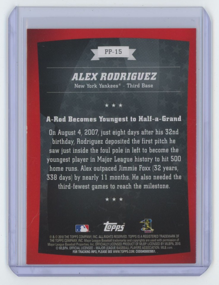 2010 Topps Peak Performance Alex Rodriguez Baseball Card New York ...