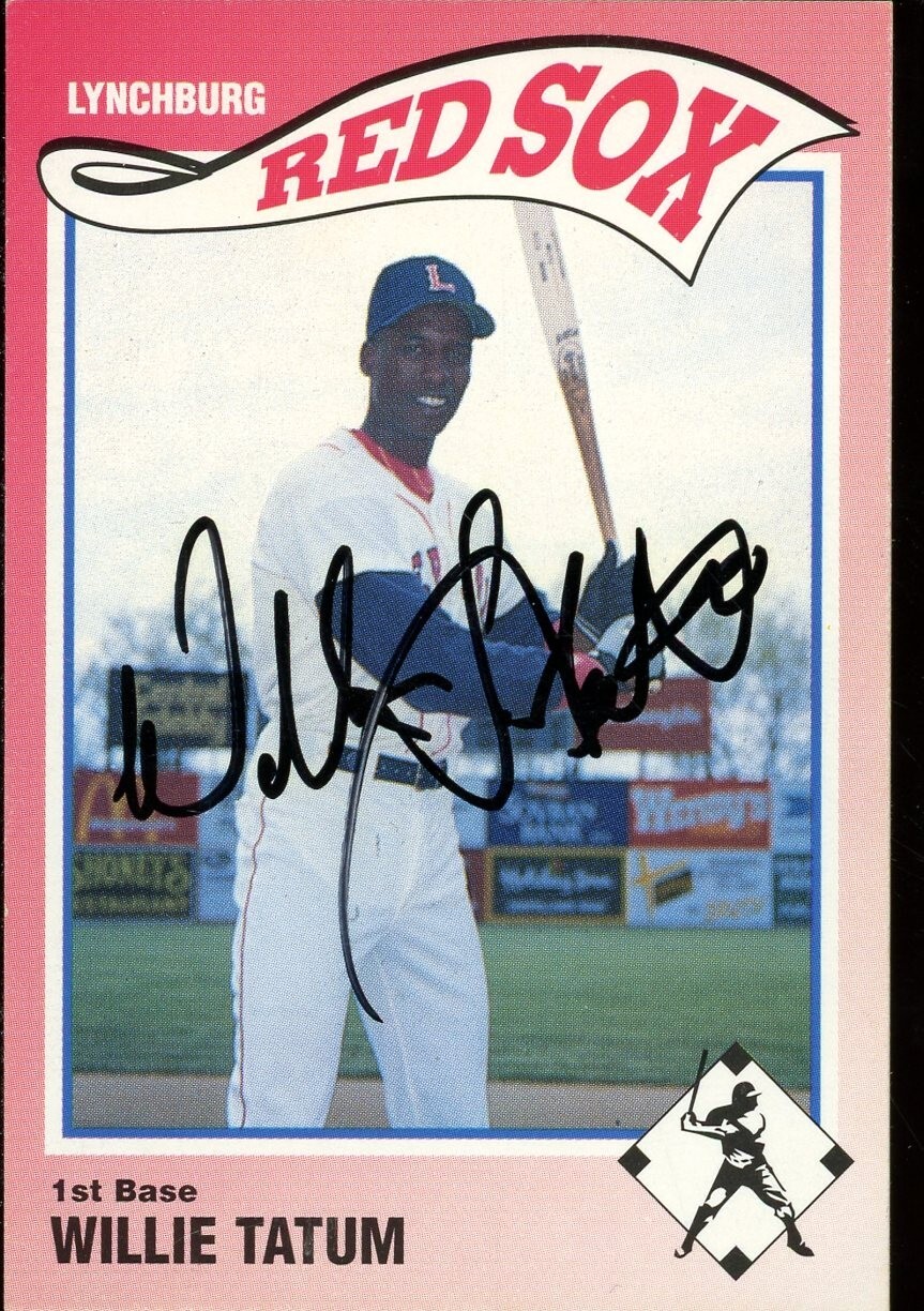 1990 Lynchburg Red Sox WILLIE TATUM Signed Card autograph AUTO CAROLINA ...
