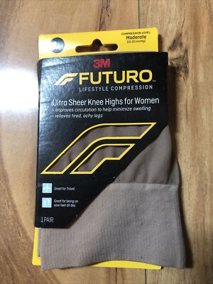 3M Futuro Ultra Sheer Knee Highs Women Sock Compression Moderate, Large ...