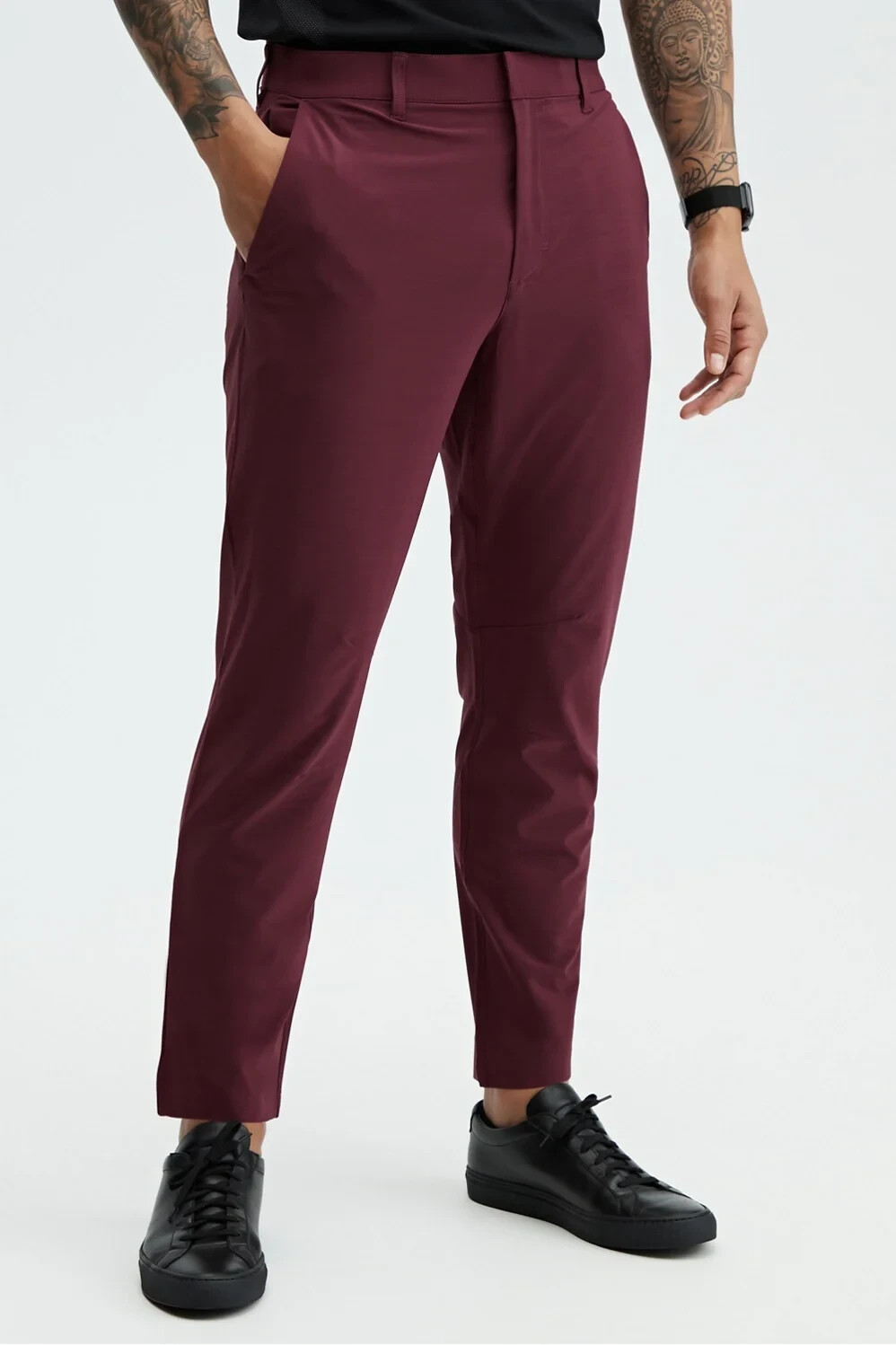 Fabletics Men's Pants The Only Pant Med Stretchy Water-Resistant Merlot ...