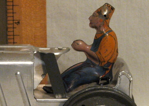 RARE VINTAGE LOUIS MARX WIND-UP ALUMINUM and TIN TRACTOR with LITHO ...