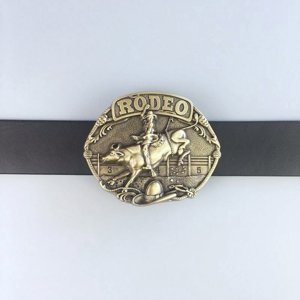 Vintage Bronze Plated Western Rodeo Race Cowboy Belt Buckle Boucle de ...