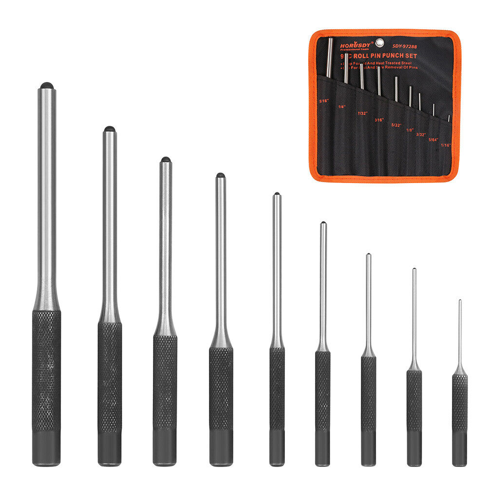 9PC Forged Steel Roll Pin Punch Set Roll Up Pouch Case Rifle Gunsmithing Jeweler eBay
