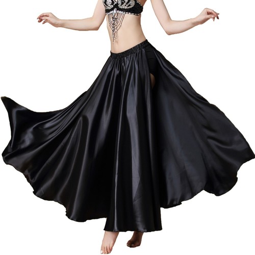 Belly Dance Satin Skirt Split Side Long Skirts Dance Skirt Festival ...