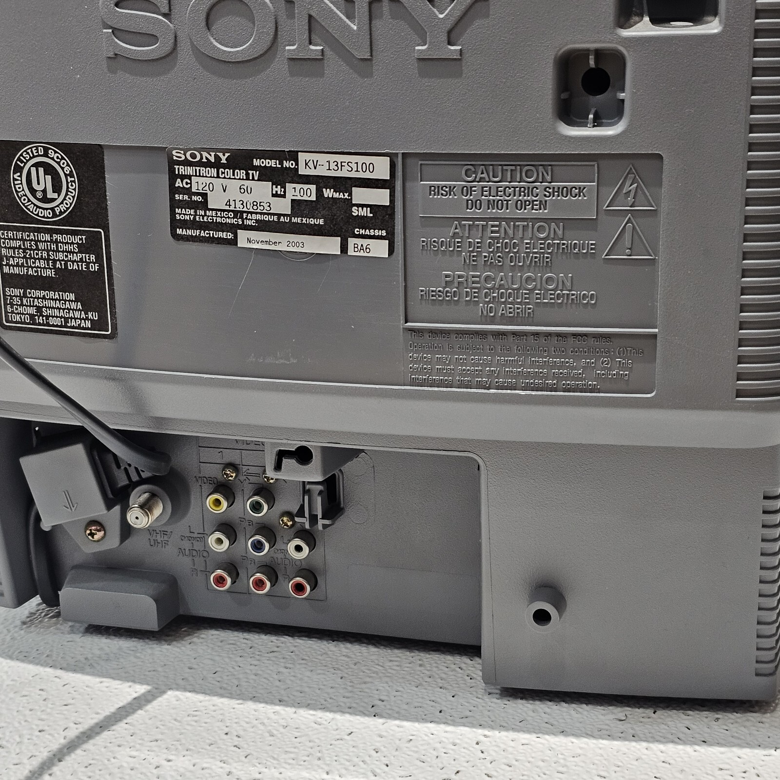 Sony FD Trinitron WEGA KV-13FS100 13" CRT Television for sale online | eBay