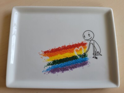 CB2 OLIVER Rainbow Pride Sprinkles Appetizer Plate Crate & Barrel New ...