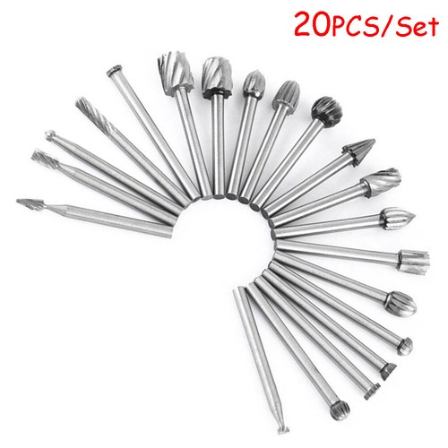 20Pcs HSS Routing Wood Carving Tools Rotary Drill File Router Bit For ...