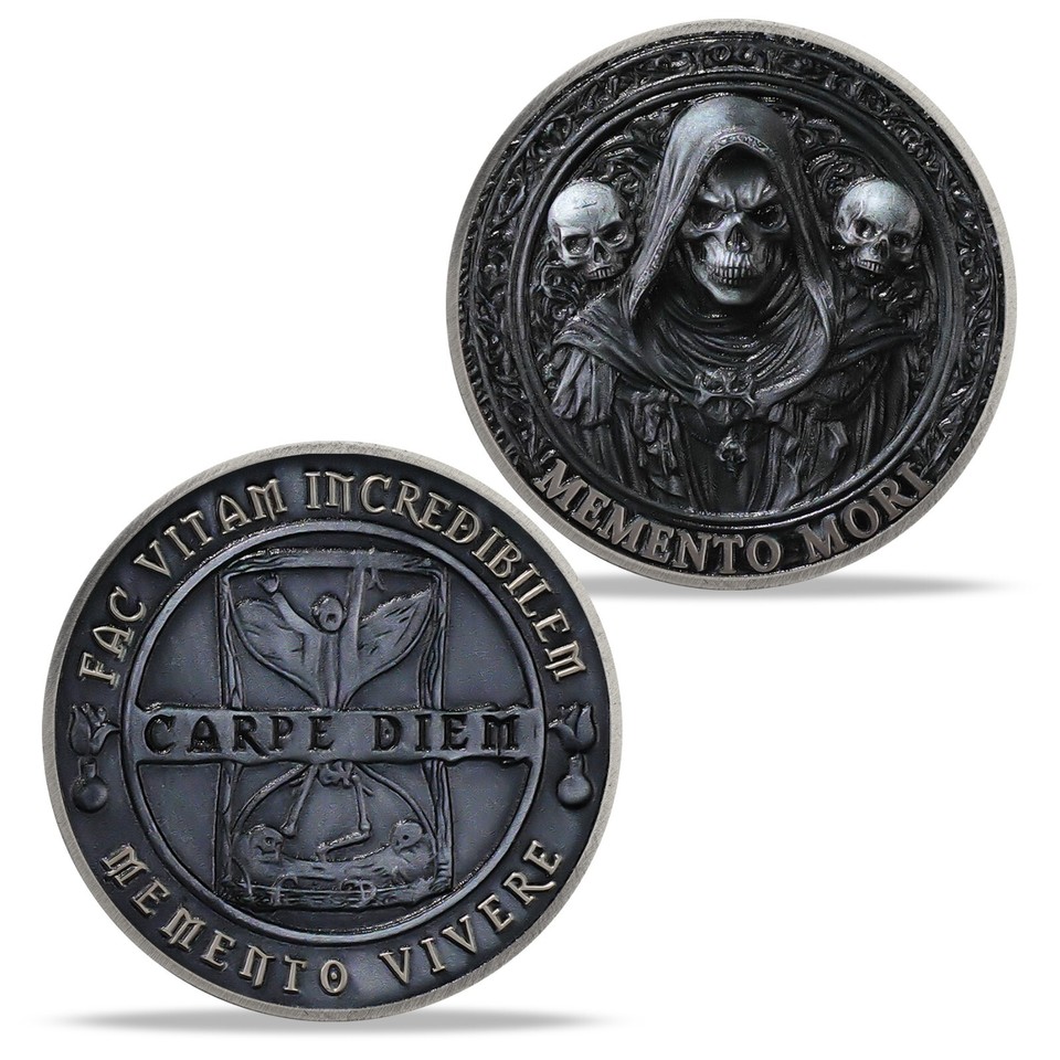 Grim Reaper Skull Memento Mori Coin EDC Stoic Challenge Coin Death ...