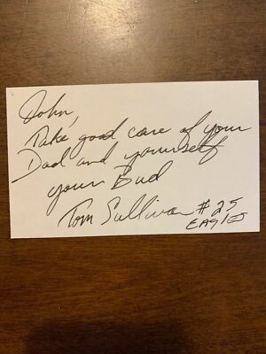 TOM SULLIVAN - EAGLES FOOTBALL - AUTHENTIC AUTOGRAPH SIGNED INDEX ...