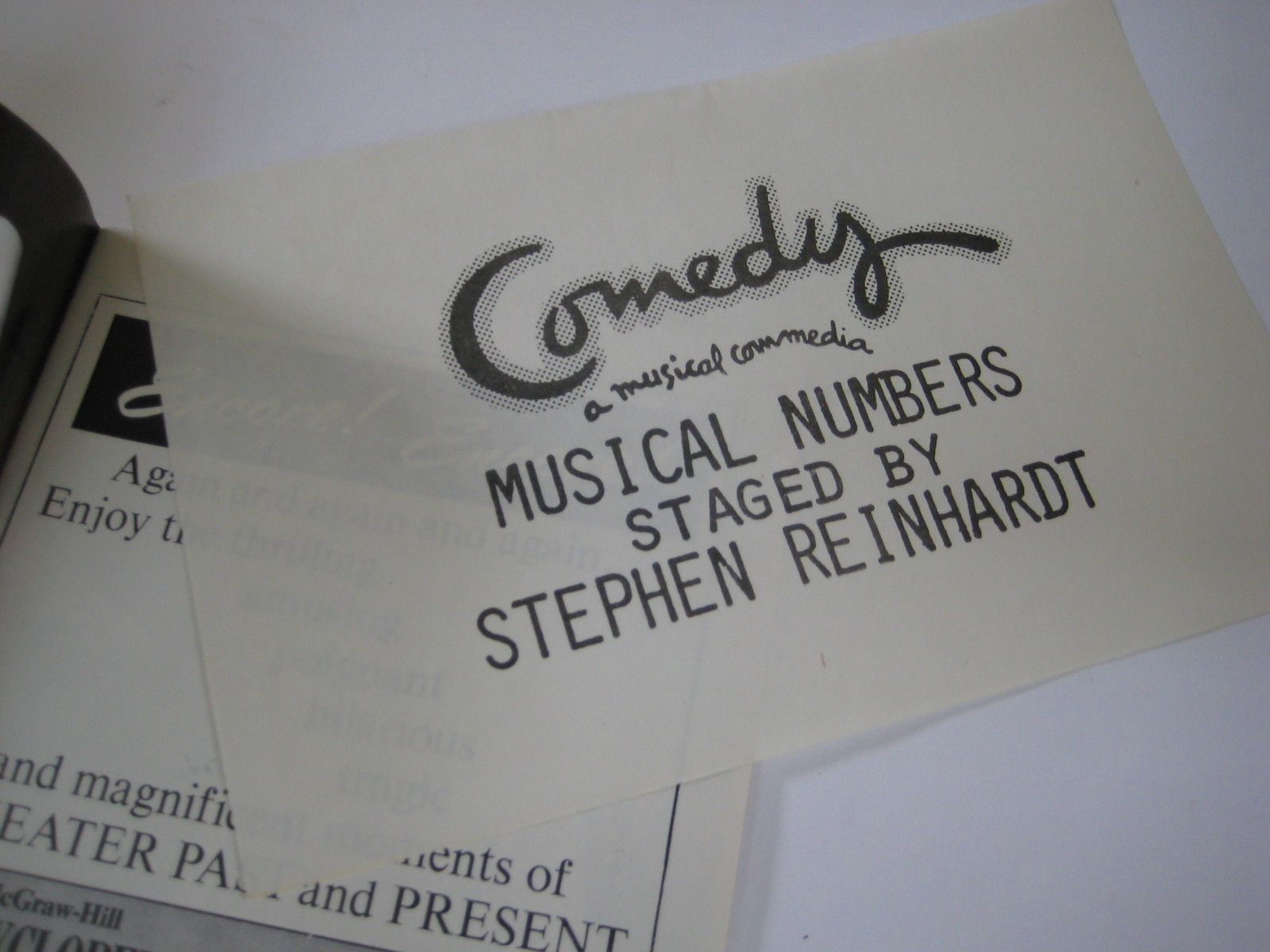 1972 Comedy A Musical Commedia PLAYBILL Joseph Bova Diane Findlay Lana ...