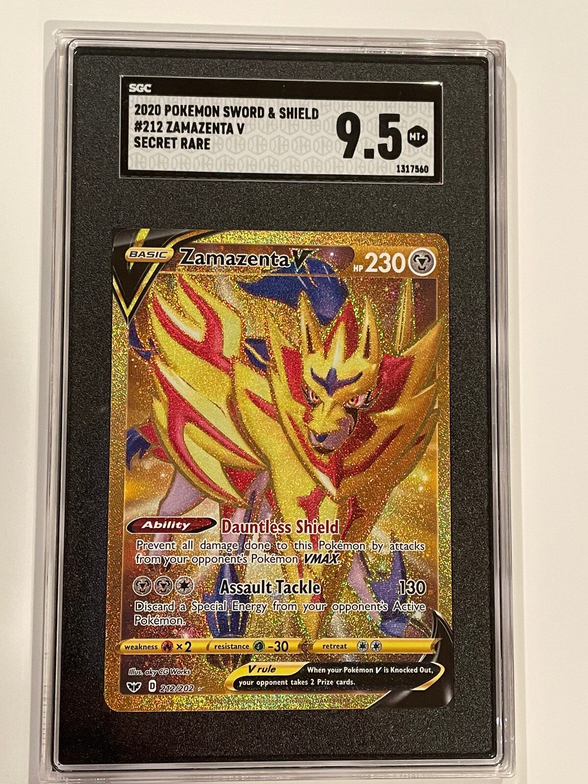Zamazenta V GOLD SECRET RARE 212/202 Sword & Shield Full Art SGC9.5 💎 ...