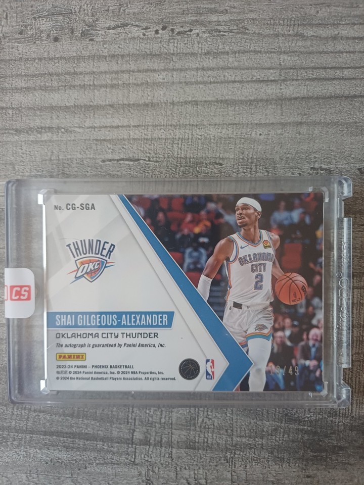 SGA 2023-24 PANINI PHOENIX #CG-SGA CALLIGRAPHY /49 THUNDER ON CARD AUTO ...