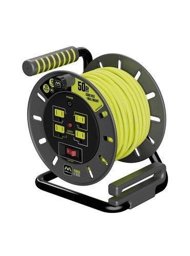 Masterplug 50ft 4 Socket Extension Cord Reel With Wall Mount 13A | eBay