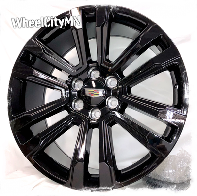 22 inch gloss black 2018 2017 Cadillac Escalade OE replica wheels rims ...