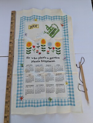Vintage Linen Calendar 2007 Garden Gingham Butterfly Lady Bug With ...