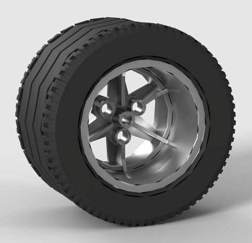 LEGO Metalic Silver Wheel + Tire "TECHNIC" (car,bicycle,hubsmooth ...