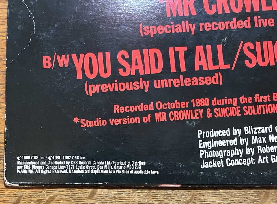 Rare, Ozzy Osbourne, "Live" E.P. / 1980 Blizzard Of Ozz UK Tour / Jet Records | eBay