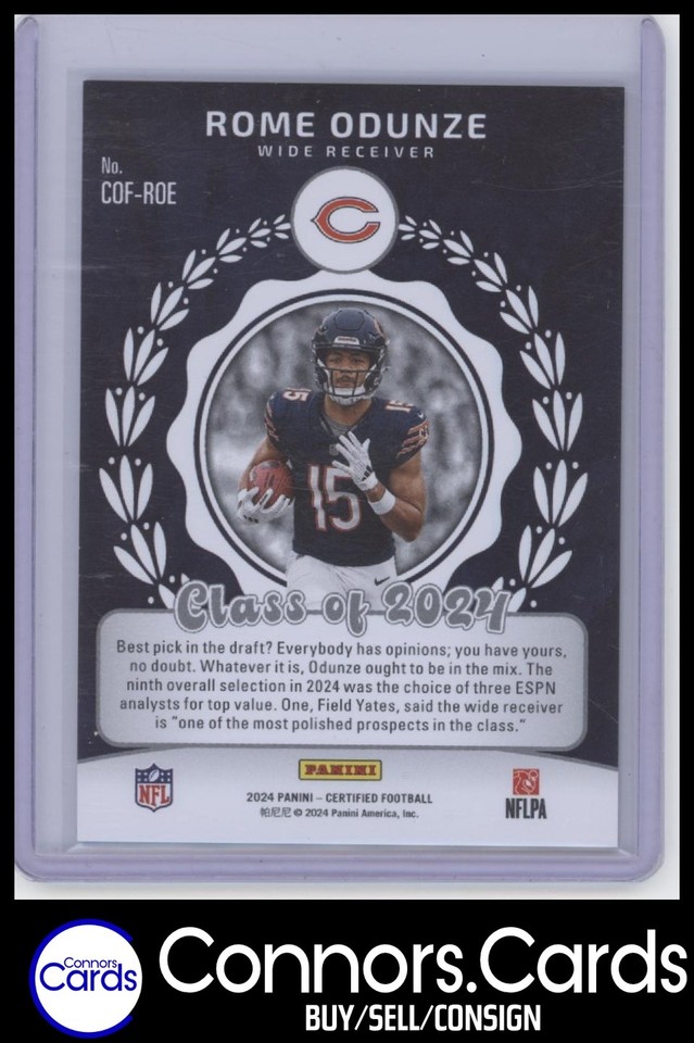 Rome Odunze 2024 Panini Certified #COF-ROE Class Of 2024 Rookie CASE ...
