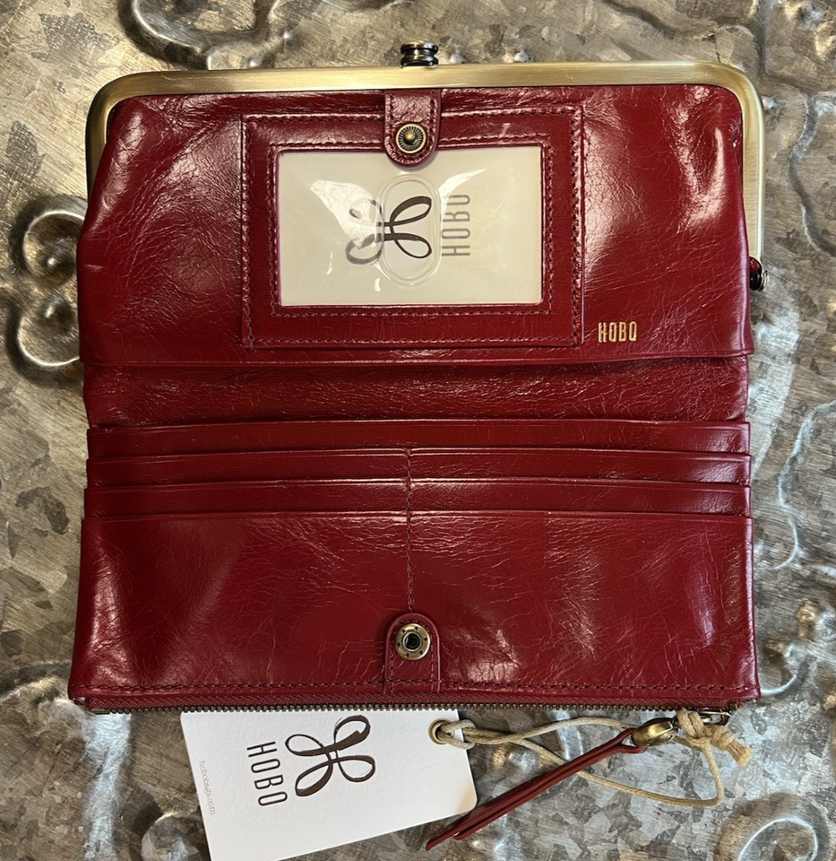 HOBO INTERNATIONAL~Wind~STUNNING FOLD OVER CLASP FRAME WALLET~Garnet ...