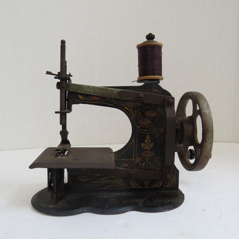 Vintage Miniature Toy Sewing Machine From Germany Working View Video ...