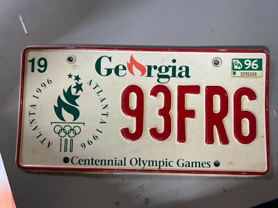 Vintage 1996 Atlanta Georgia Olympic License Plate 93FR6 | eBay