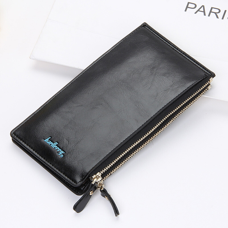 Womens Oil Wax Leather Slim Multi Credit Card Holder Secretary Zip ...