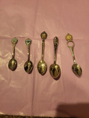 Lot of 5 Vintage Collectible Souvenir Travel Spoons Assorted CA MA NC ...