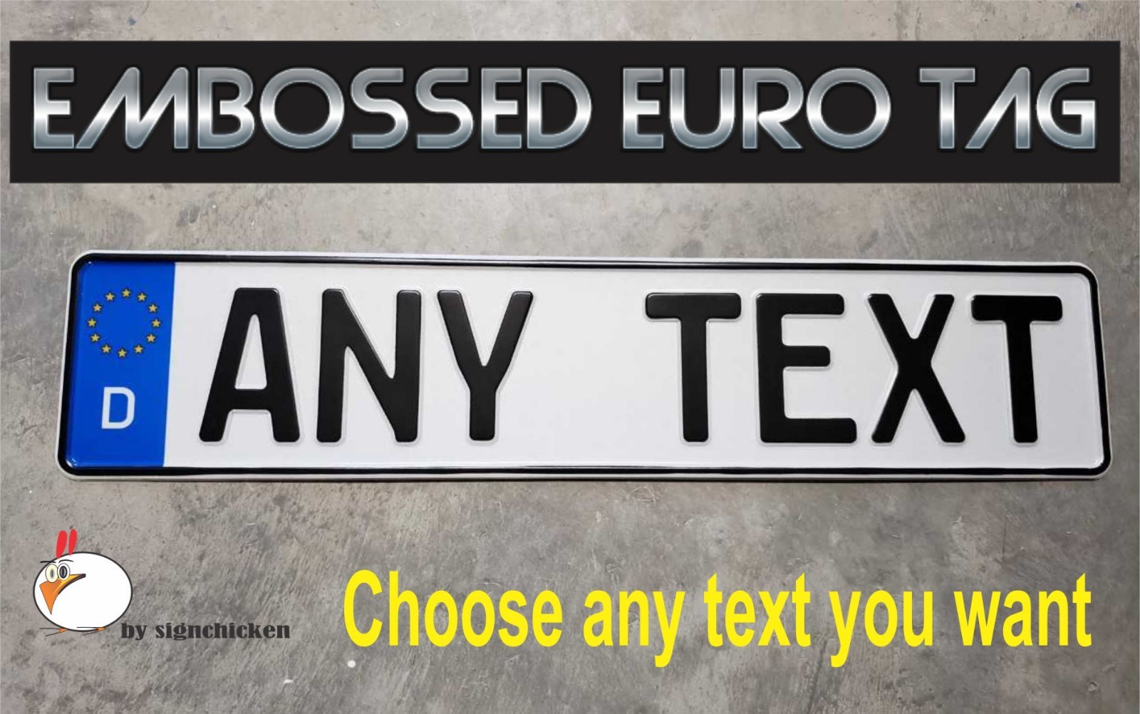 BMW German Germany Euro European License Plate Embossed - ANY TEXT ...