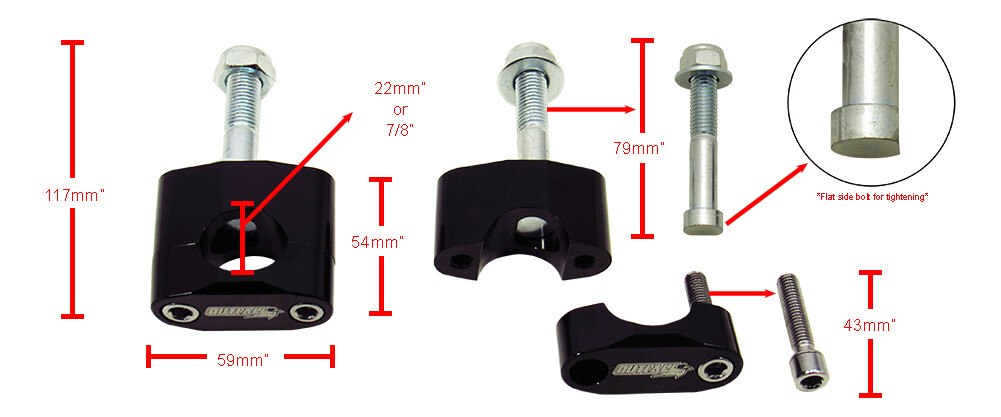 Outlaw Racing Universal Motorcycle Handlebar Risers Mounting Clamp ...
