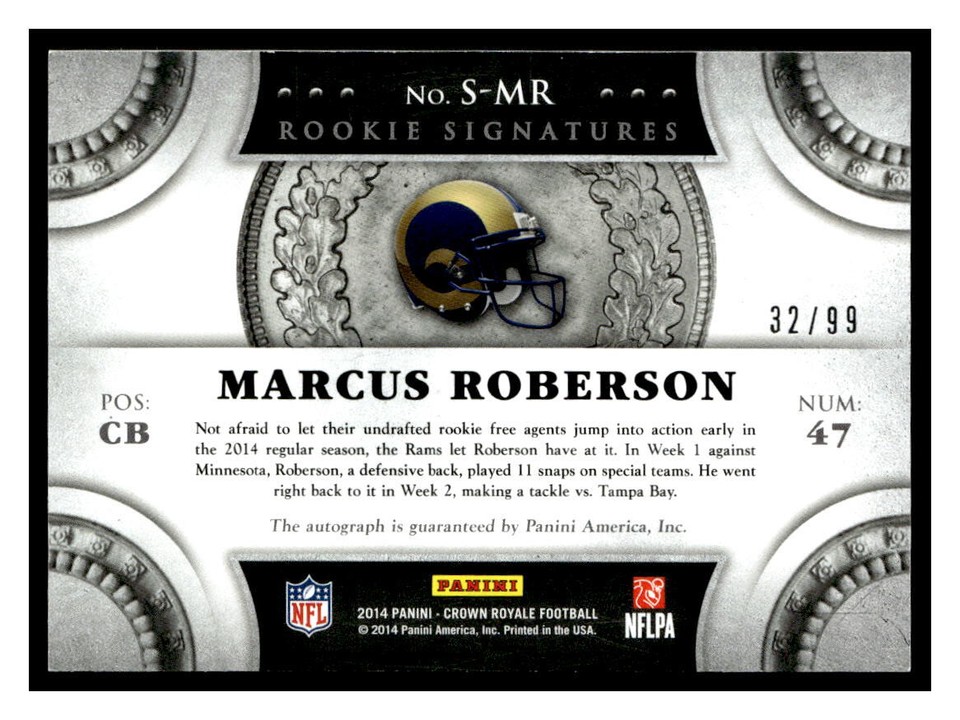 MARCUS ROBERSON 2014 Panini Crown Royale AUTOGRAPH /99 | eBay