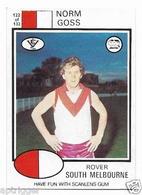 1975 Scanlens (122) Norm GOSS South Melbourne Brown Back | eBay Australia