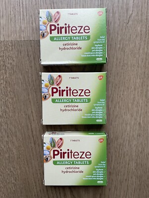 3 x New Piriteze Antihistamine Allergy Hayfever Relief Tablets-Total 21 ...